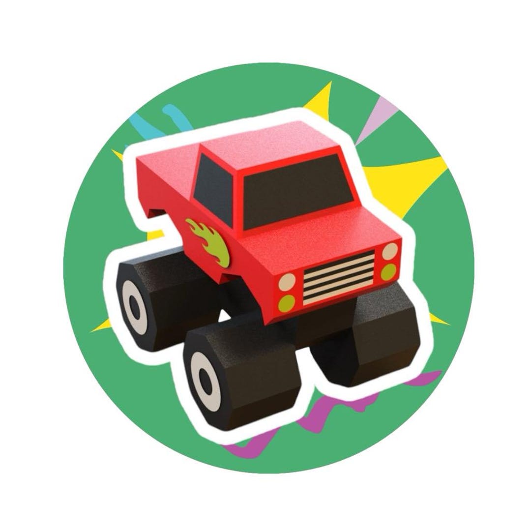 Monster Truck Papercraft Model, PDF, 3D Paper Craft for Kids, Low Poly ...