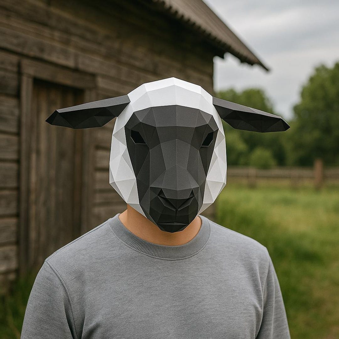 3D Sheep Paper Mask - Pdf Svg Dxf Printable Template DIY Origami ...