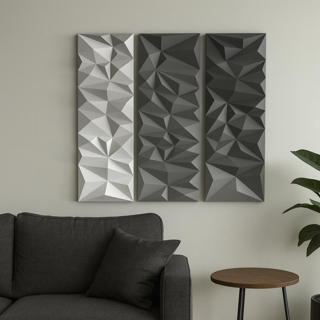 3D Papercraft Geometric Wall Panel – Decorative Triptych Paper Model to ...