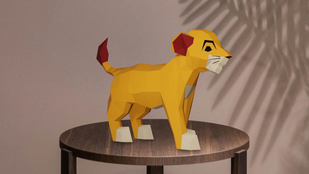Simba Papercraft Model, PDF, Digital File of a Disney Simba in 3D Paper ...