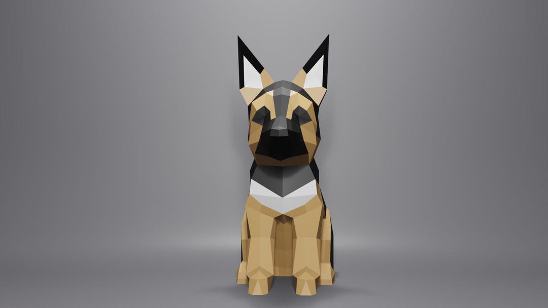German Shepherd Dog Papercraft Model, PDF, 3D Paper Dog Digital File ...