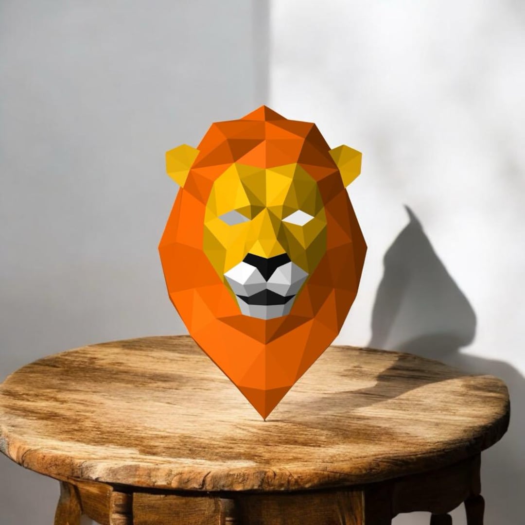 Lion Mask Papercraft 3d – Printable Pdf Svg Dxf Model – Jungle Diy ...