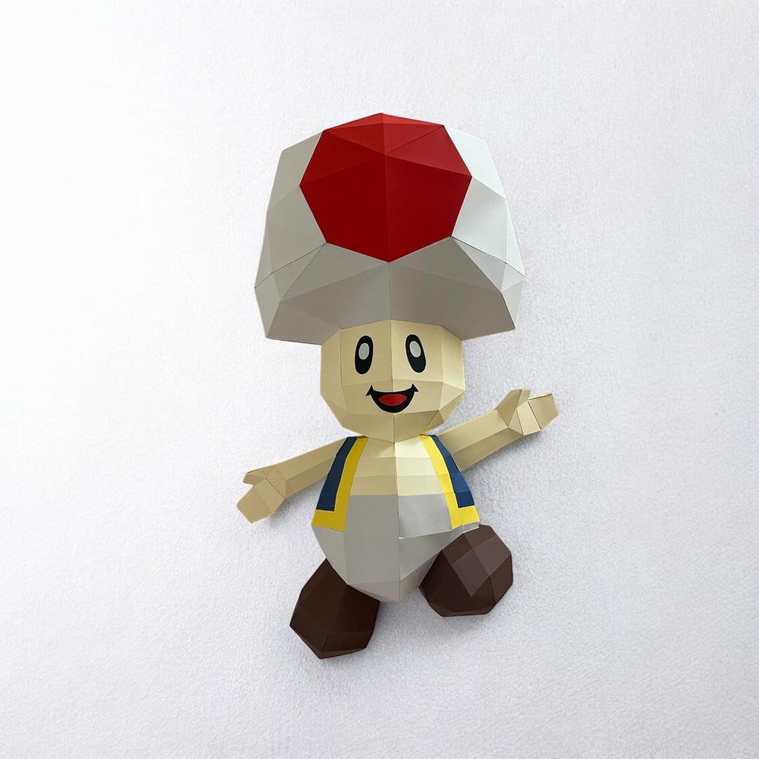 Toad Mario 3D Papercraft Wall Art – Printable DIY PDF – Low Poly Paper ...