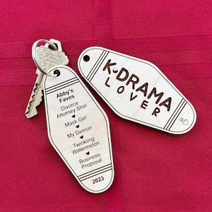 Custom K-drama Keychain Retro Hotel Style Personalized Engraved Wood ...