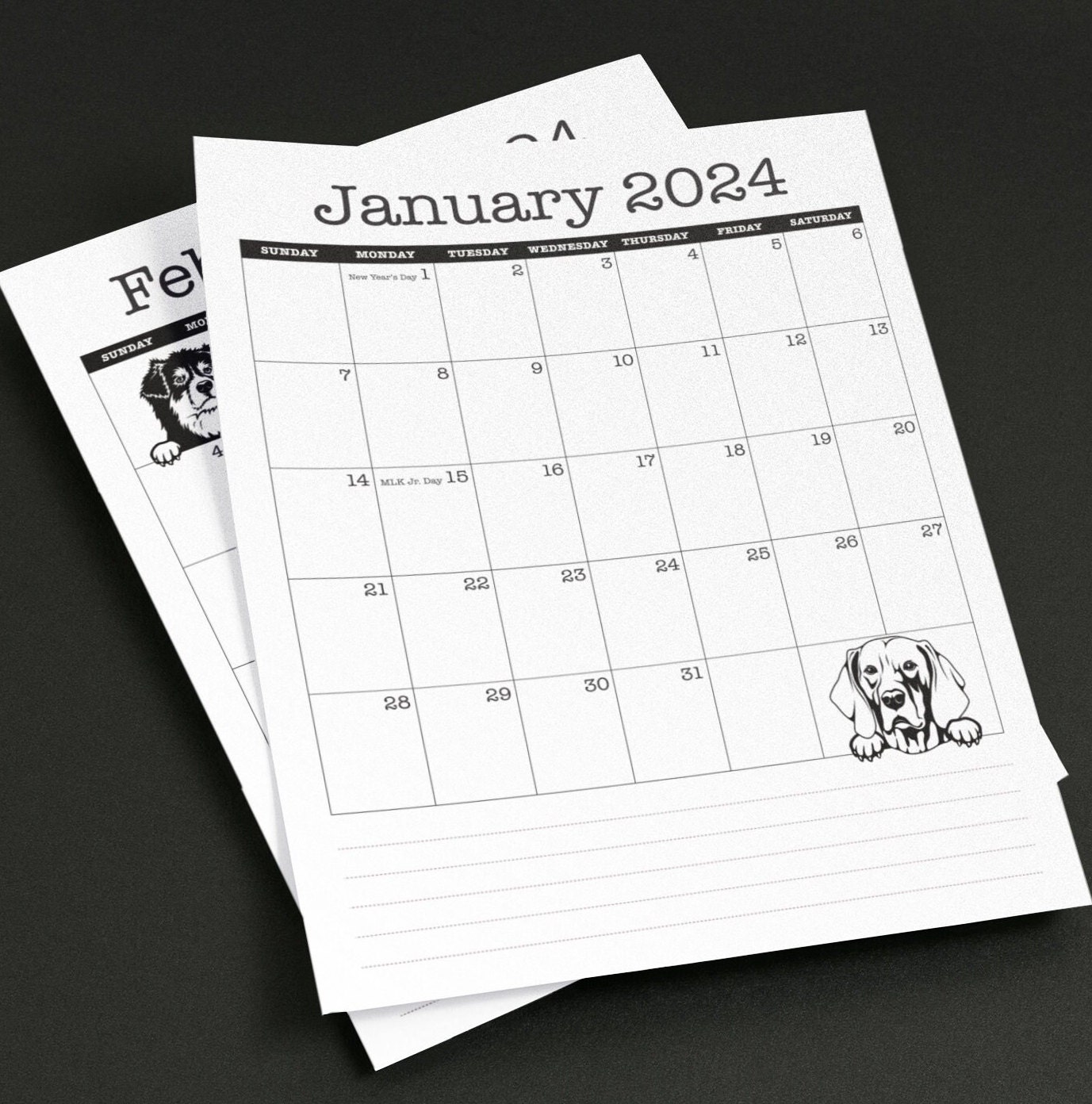 2024 Printable Monthly Dog Calendar, 2024 Monthly Calendars ...