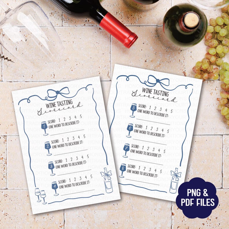 Blind Wine Tasting Scorecard Label Set, Wine Party Activity, Wine ...