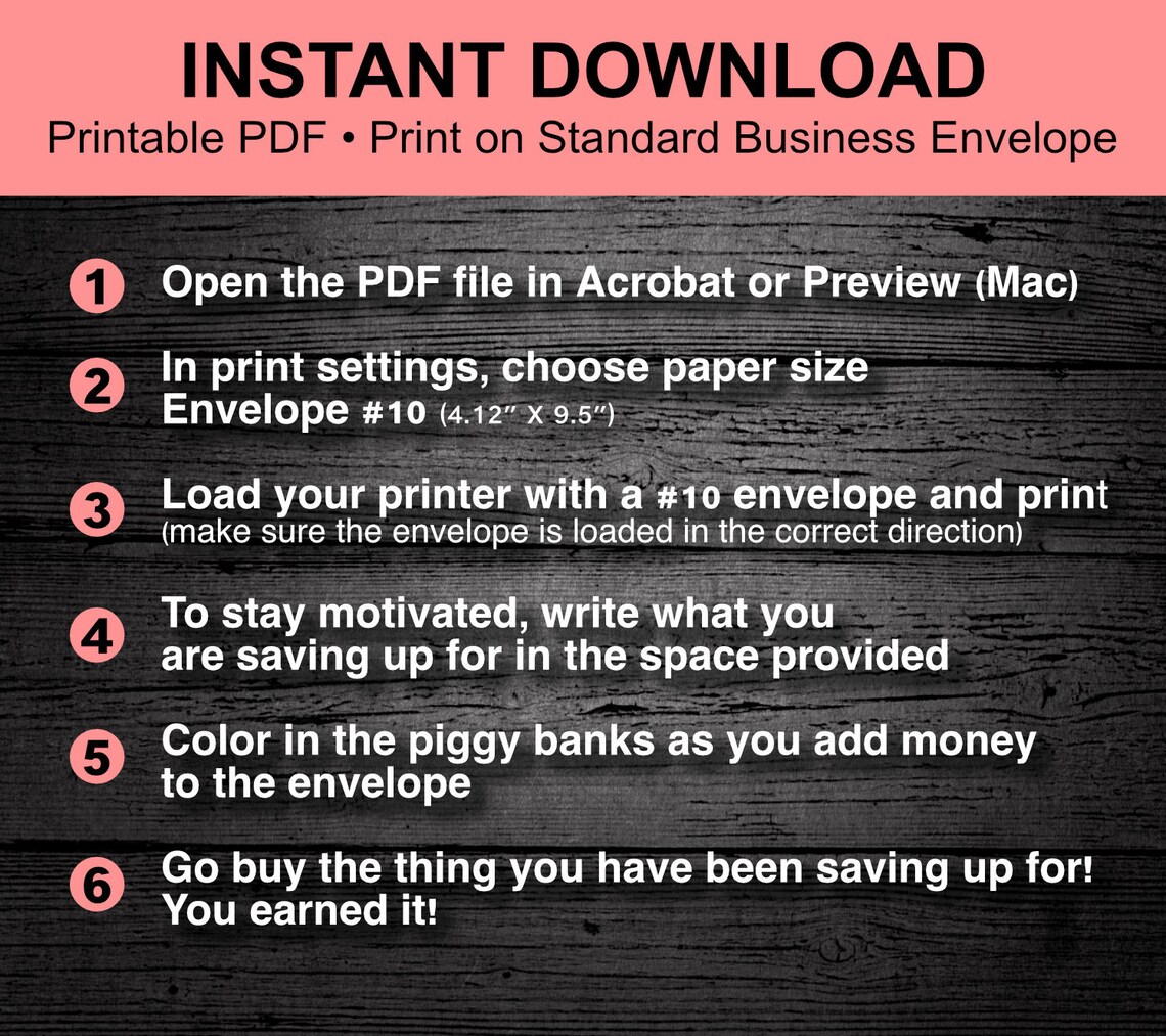 Envelope Savings Challenge Printable Savings Challenge Digital Download ...