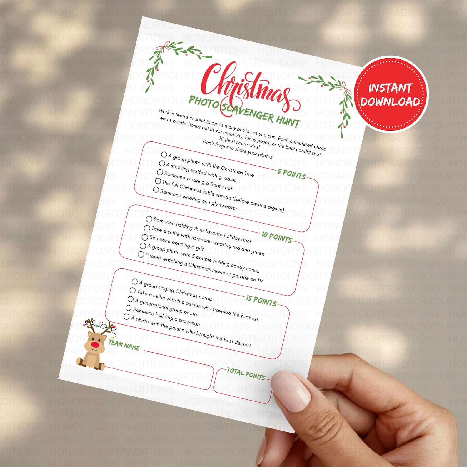 Christmas Party Photo Scavenger Hunt Game, Printable Family Games ...