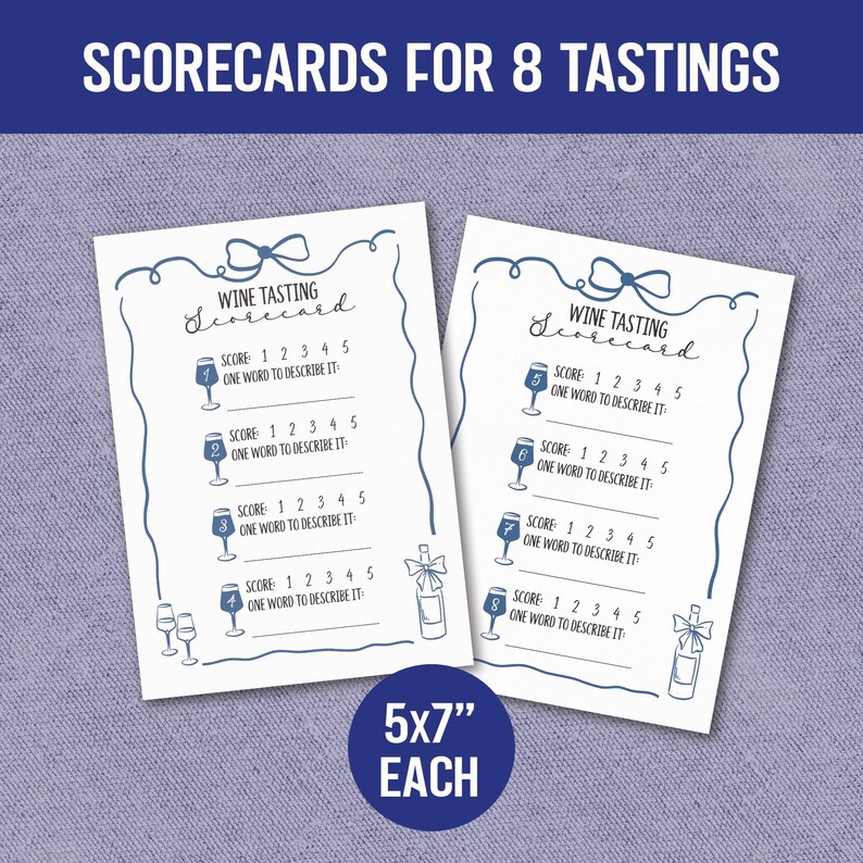 Blind Wine Tasting Scorecard Label Set, Wine Party Activity, Wine ...