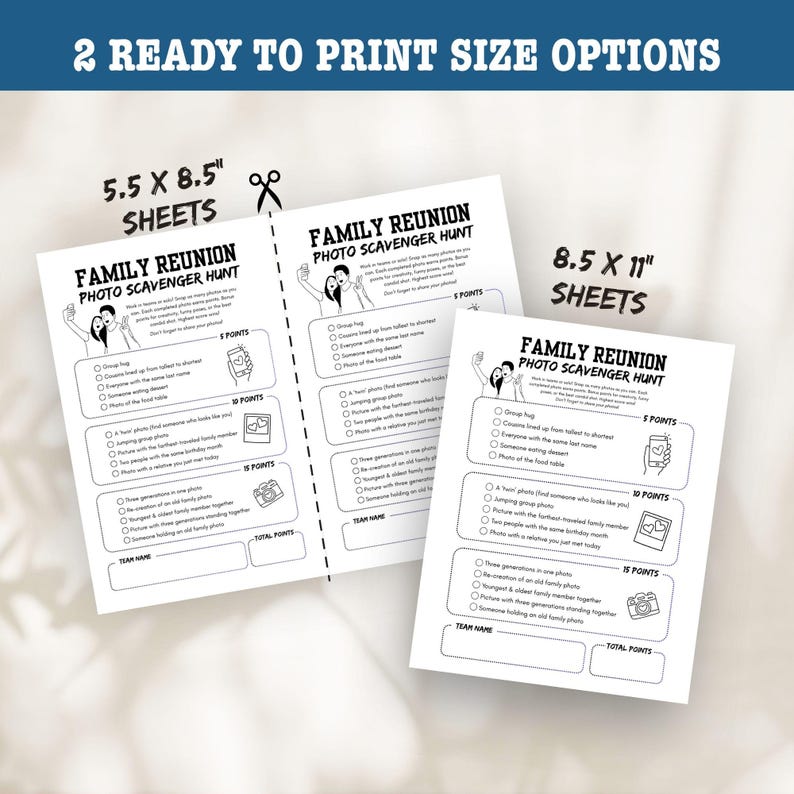 Family Reunion Photo Scavenger Hunt Game, Printable Family Activity ...