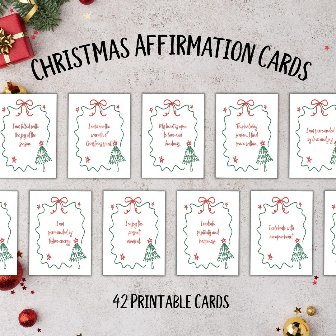Printable Christmas Affirmation Cards, Bucket List, Self Confidence ...