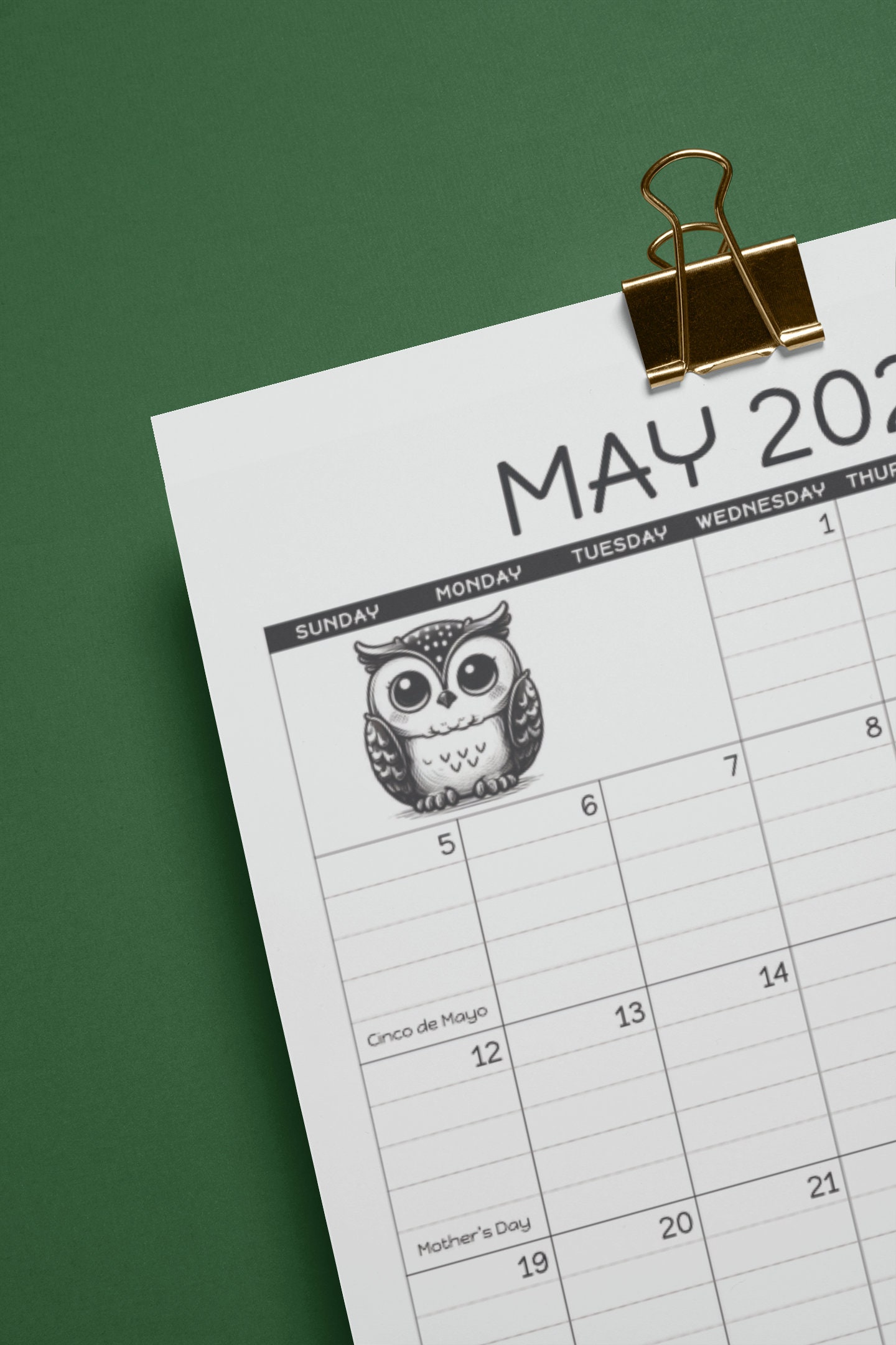 2024 Printable Owl Calendar, 2024 Monthly Calendar, Instant Download ...