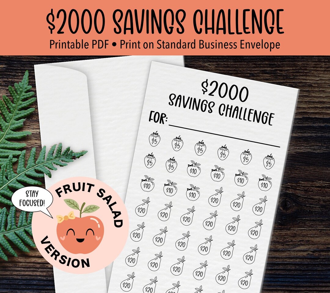 Envelope Savings Challenge Printable Savings Challenge Digital Download ...