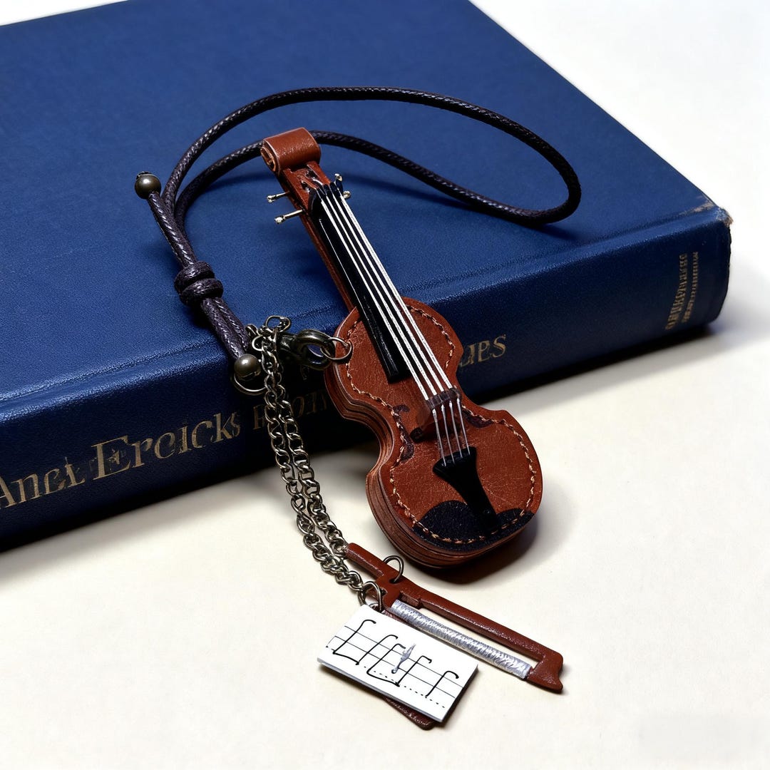 Leather Violin Charm Bag Charm - Musical Instrument Accessory, Gift for ...