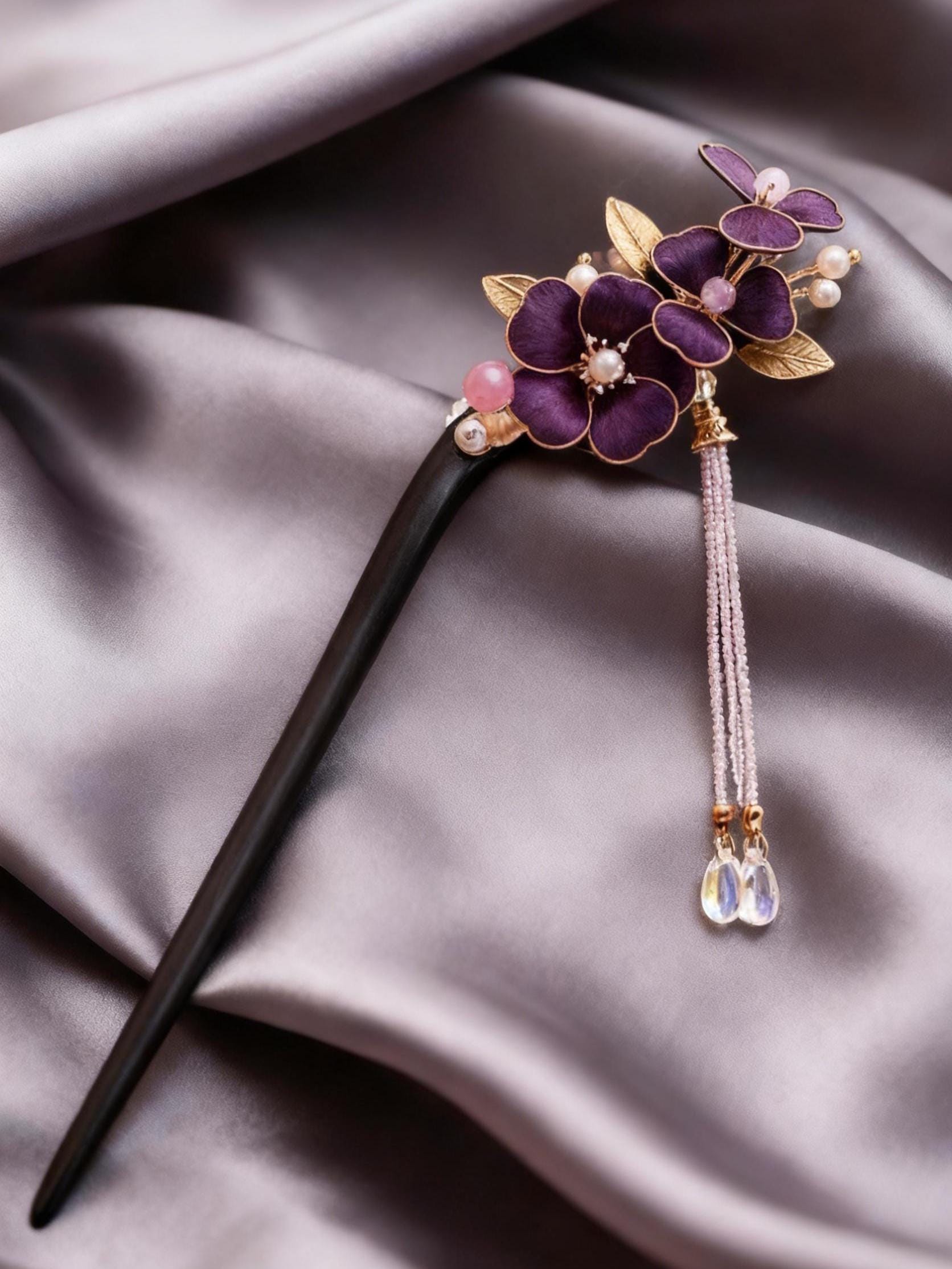 Mulberry Silk Velvet Flower Hair Pin, Handmade Bridal Hairpiece - Etsy