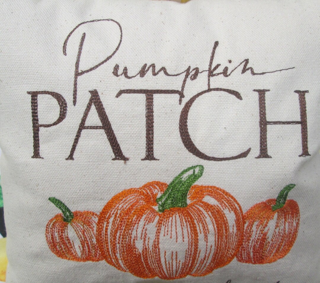 Pumpkin Patch small pillow embroidered. Fall decoration accent - Etsy.de