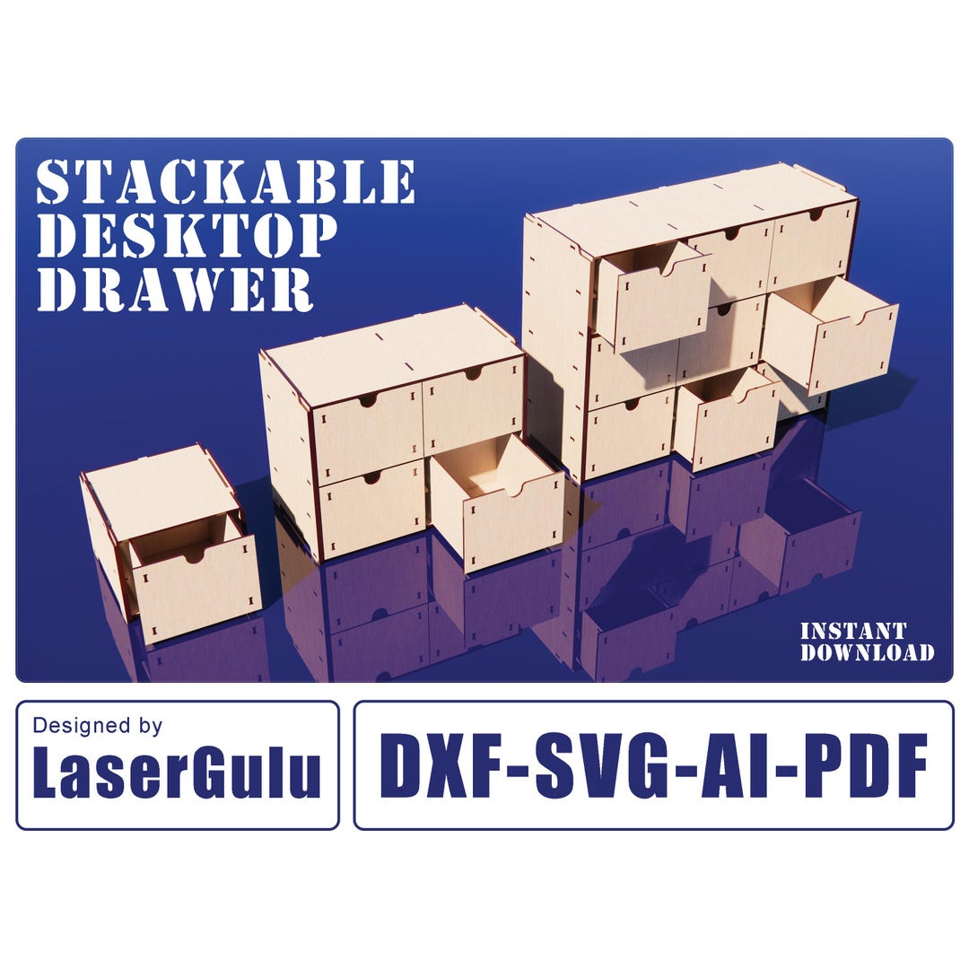 Wooden Chest of Drawers Storage Laser Cut File Modular Storage ...