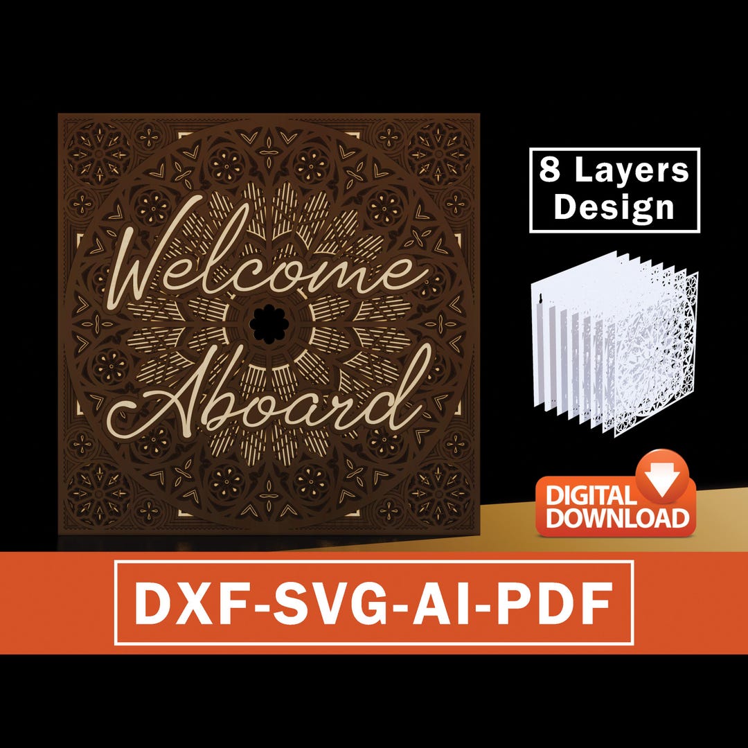 Layered Door Sign 8 Layers welcome Aboard for All Lasers - Etsy