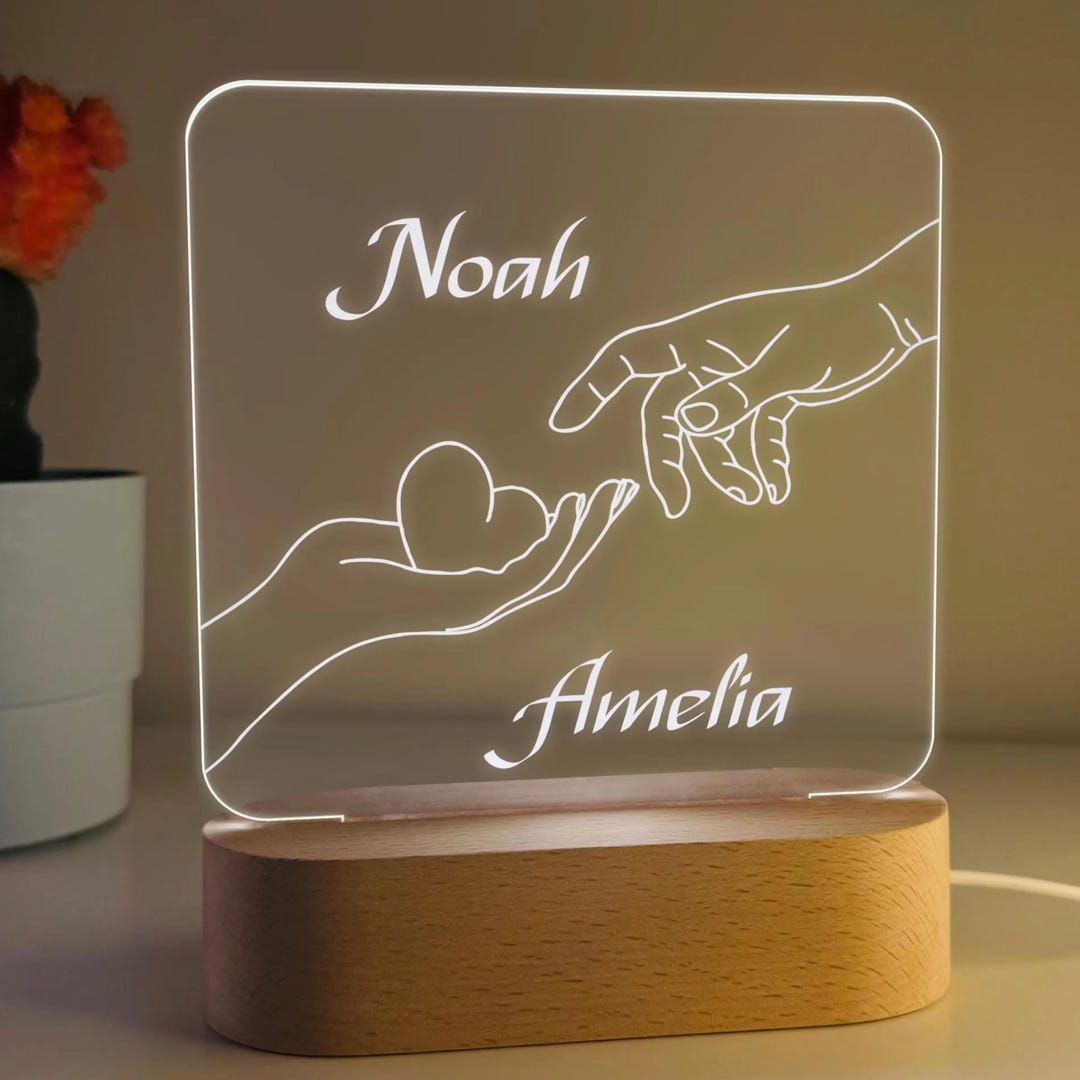 Custom Anniversary Night Light – Personalized Lamp With Names and Date ...