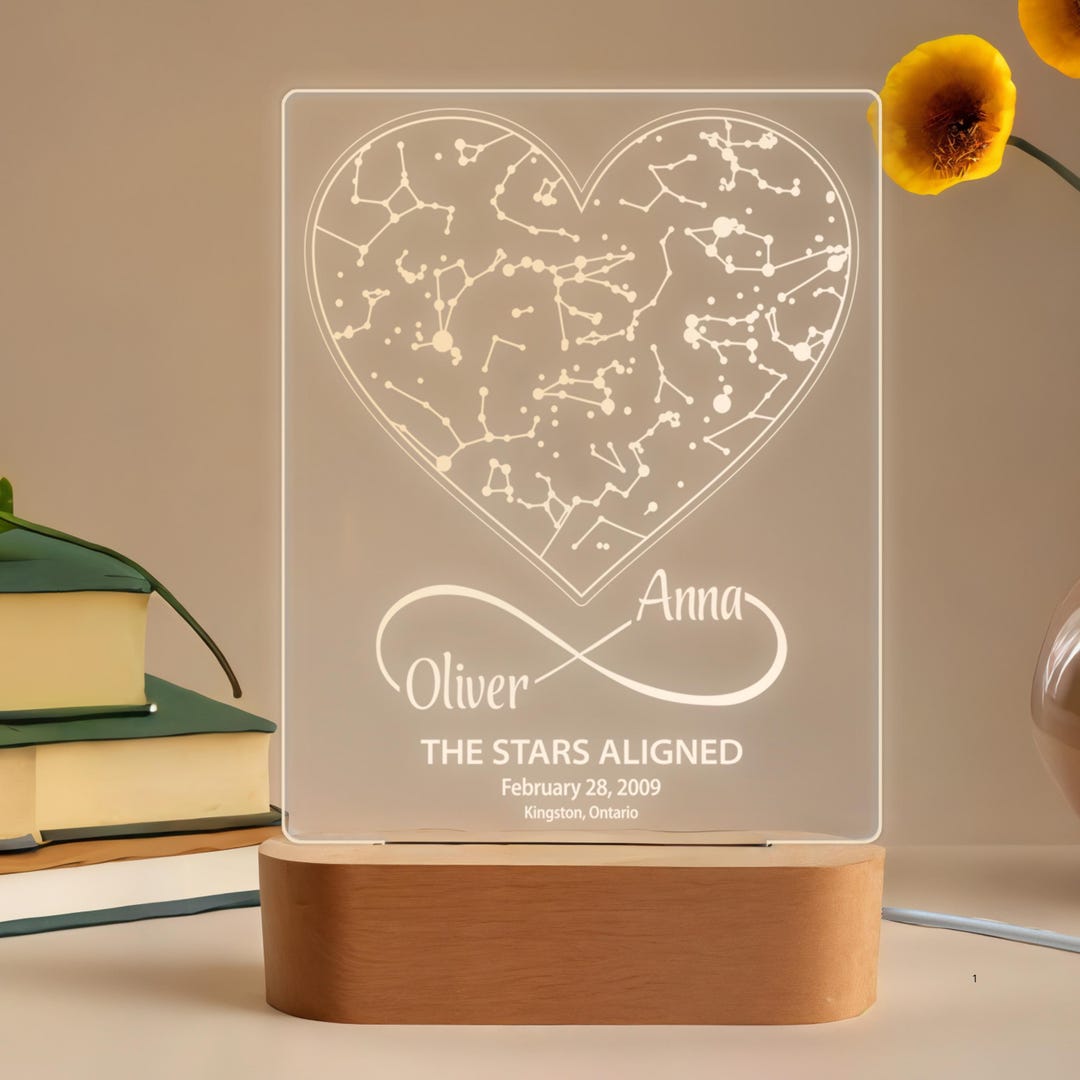 Starry Sky Anniversary Night Light, Custom Engraved Star Pattern Lamp ...