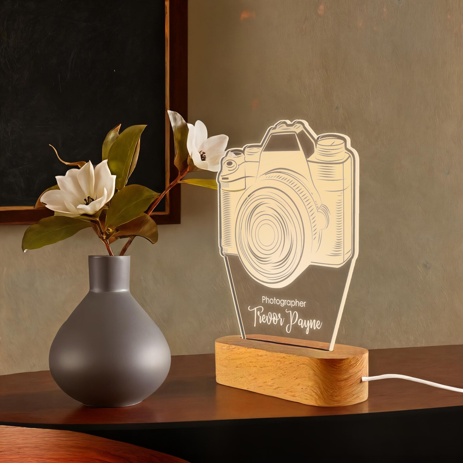 Personalized Photographer Desk Lamp – Custom Camera Night Light for ...