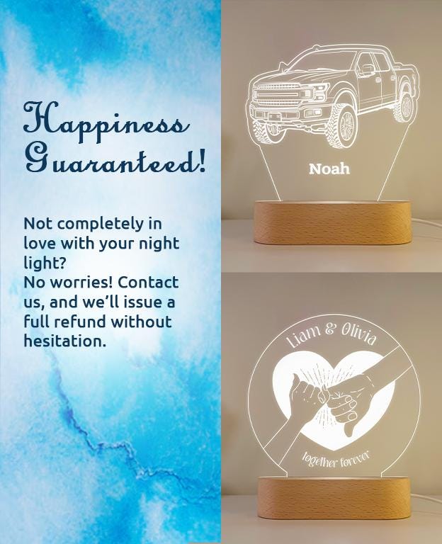 Personalized Anniversary Night Light – Custom Lamp for Couples ...