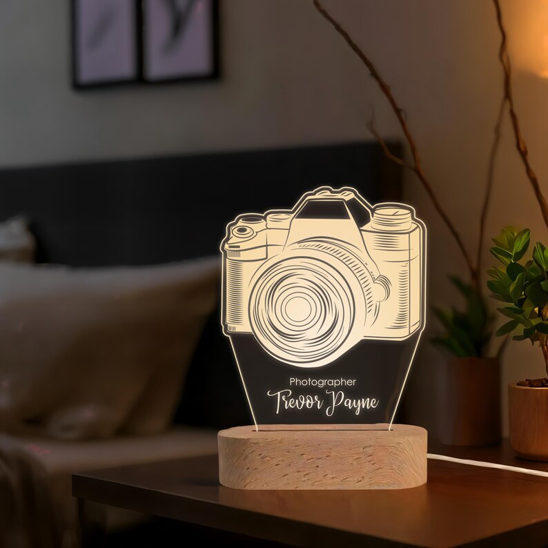 Personalized Photographer Desk Lamp – Custom Camera Night Light for ...