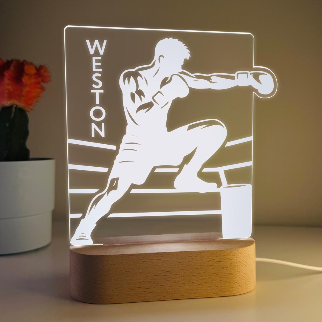 Custom LED Boxing Lamp – Personalized Night Light for Players – Great ...