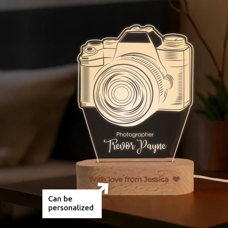 Personalized Photographer Desk Lamp – Custom Camera Night Light for ...