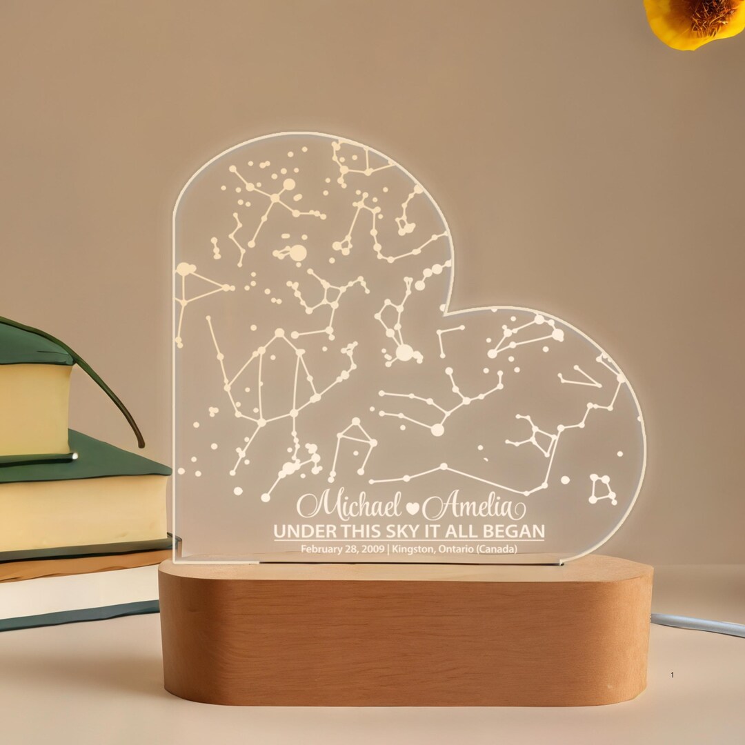 Starry Sky Anniversary Night Light, Custom Engraved Star Pattern Lamp ...