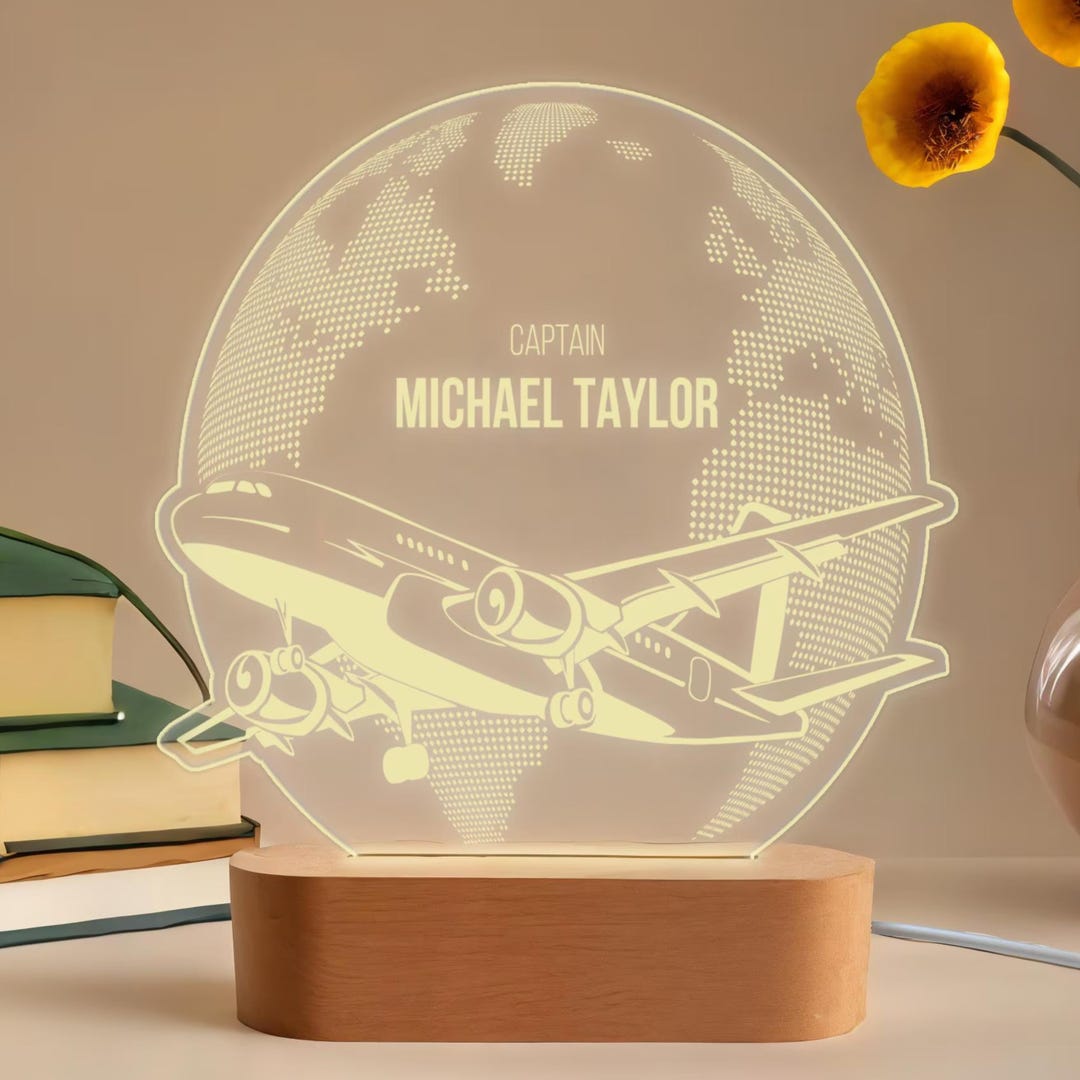 Pilot-themed Custom Night Light, Personalized LED Acrylic Lamp With ...