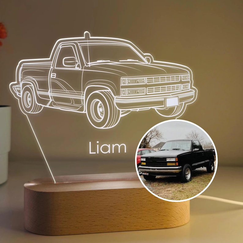 Personalized 3D Car Sketch Night Light, Car Lover Gift, Supercar Truck ...
