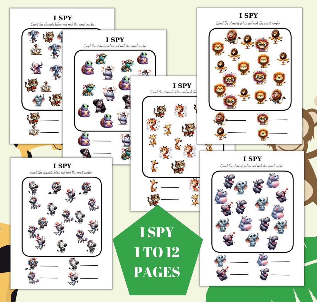 I Spy Safari Animals Printable Activity Sheets, Printable Activities ...