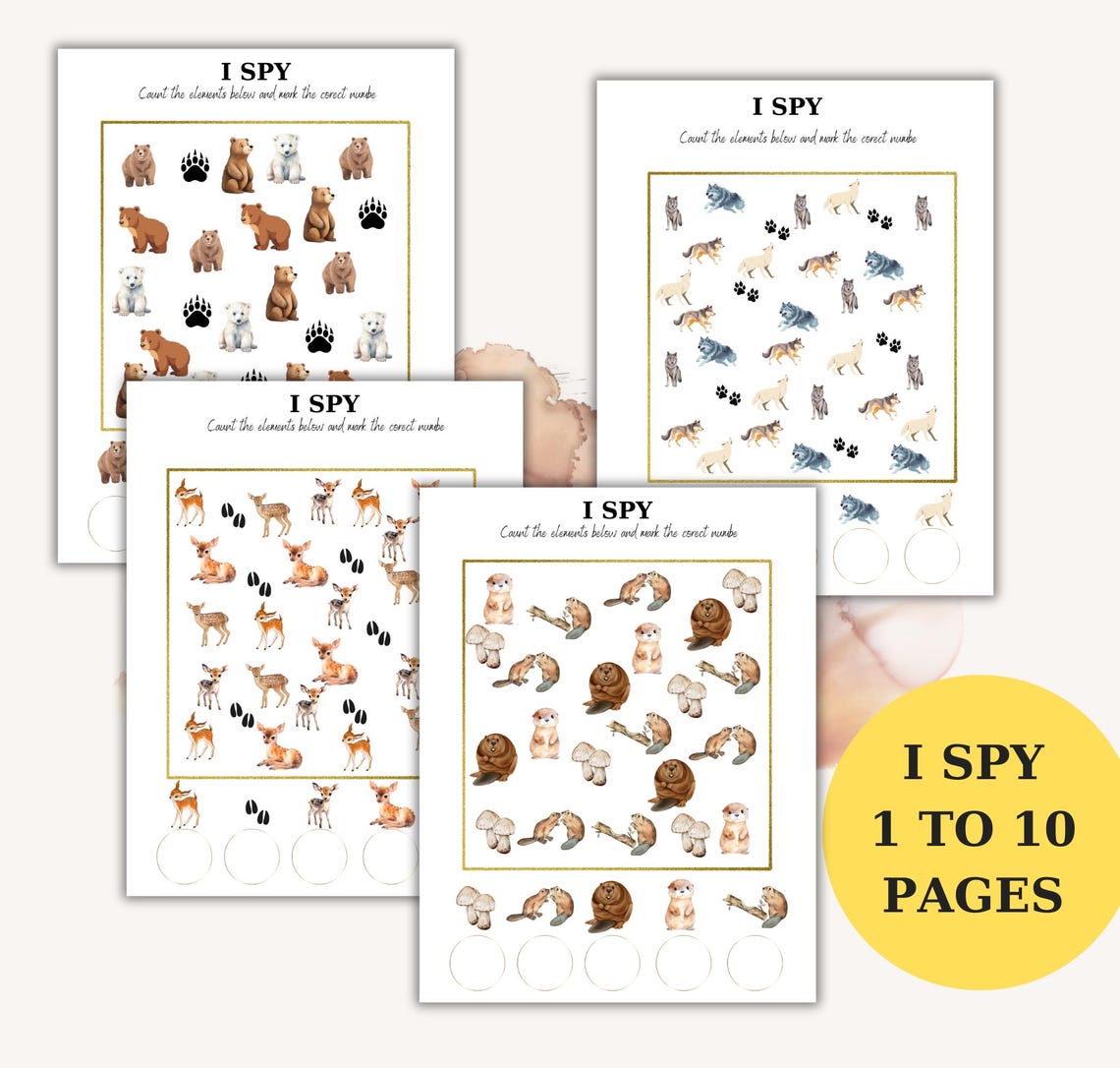 I Spy Printable Activity Sheets, Printable Activities for Kids, I Spy ...