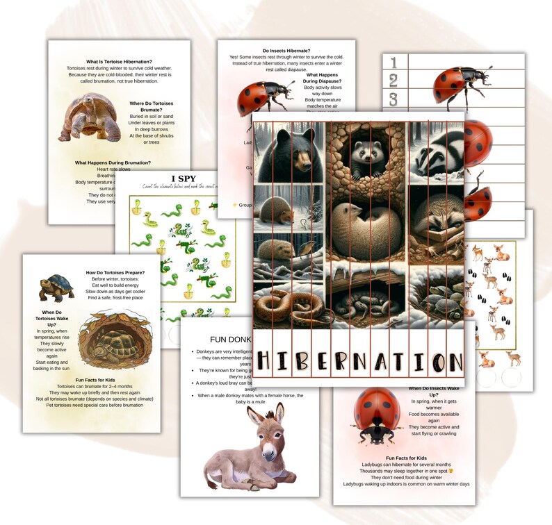 Winter Animals Hibernation Unit Study, Homeschool Printable (instant ...