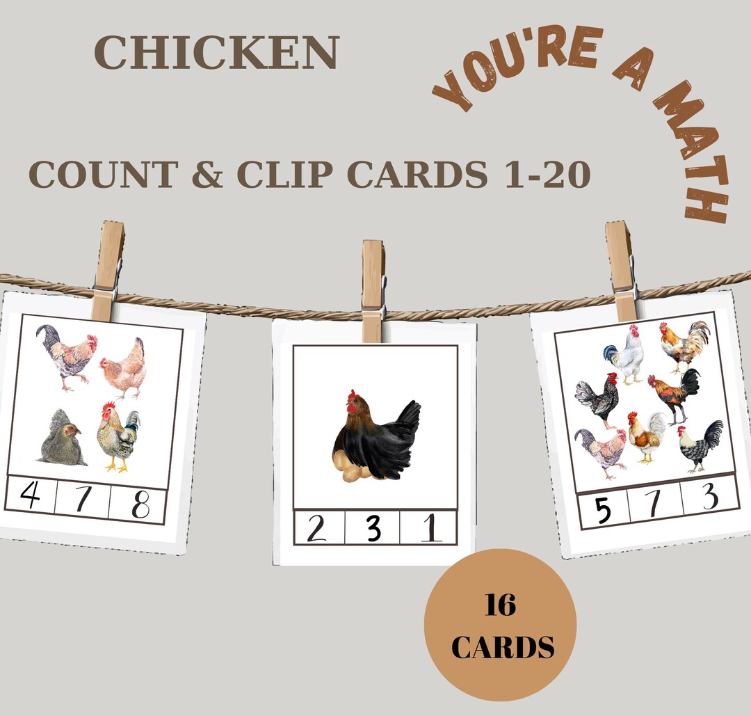 Chicken Count and Clip Cards 1-20. Preschool Math Printable. Homeschool ...