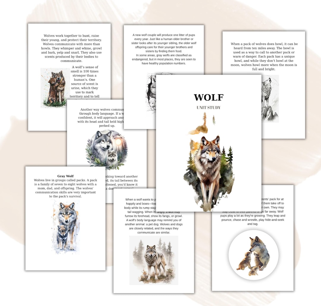 Wolf Unit Study: Life Cycle, Anatomy, Homeschool Printable (instant ...