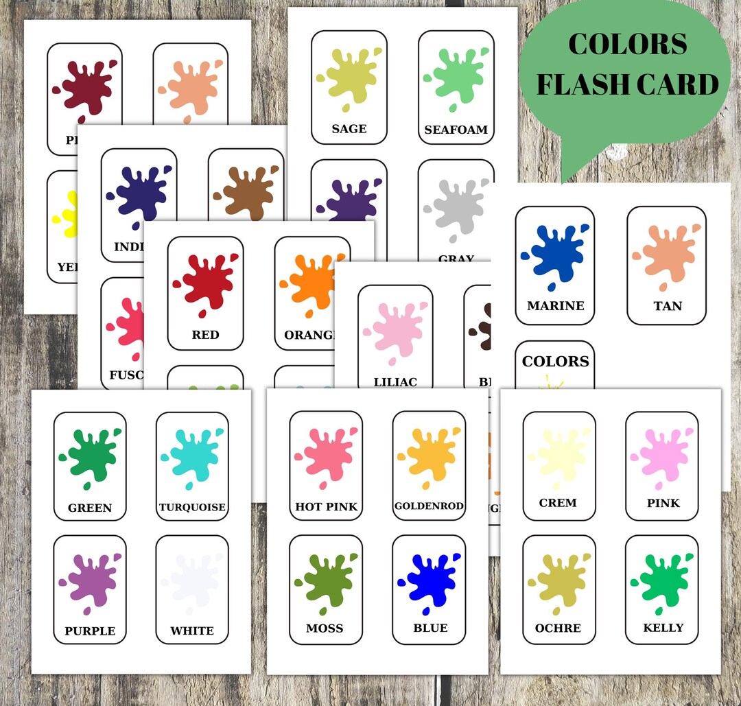 COLORS • 34 Editable Montessori Cards • Flash Cards Nomenclature ...