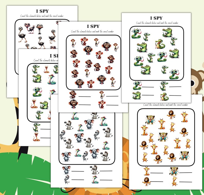I Spy Safari Animals Printable Activity Sheets, Printable Activities ...