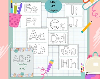 ABC Coloring Book, Alphabet Tracing Cards Worksheets, Alphabet Tracing ...