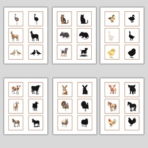 Farm Animals Shadow Matching Cards: Montessori Toddler Printable (PDF ...