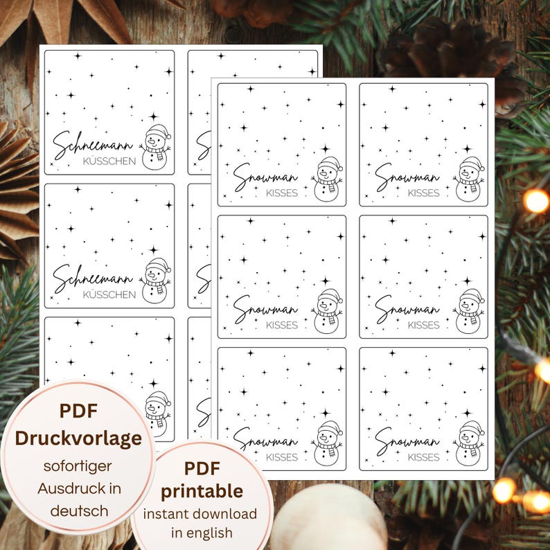 Snowman Kisses Printable | Snowman Kisses Gift Tag | Christmas Treat ...