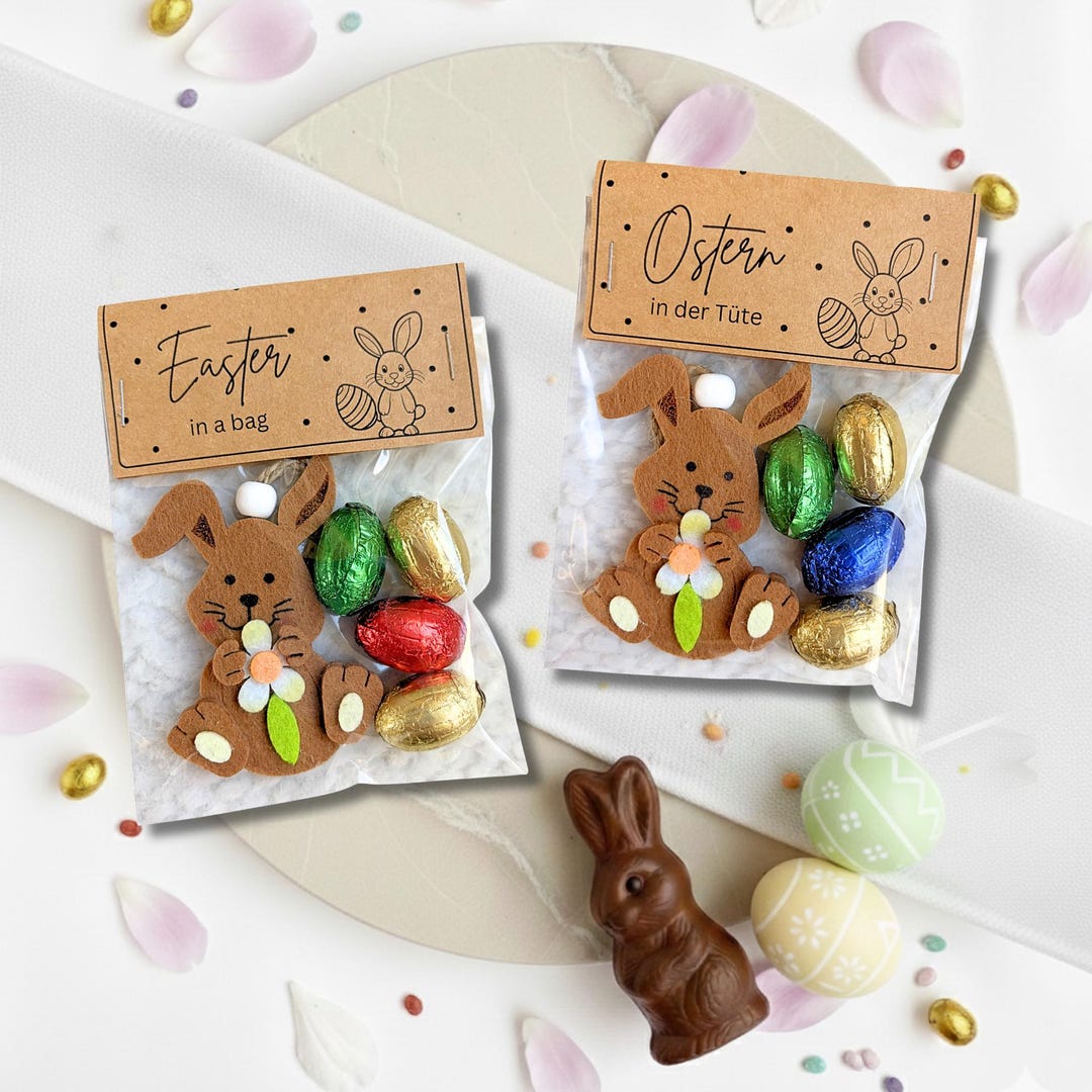 Easter in a Bag Topper Printable, Bunny Treat Bag Label, DIY Easter ...
