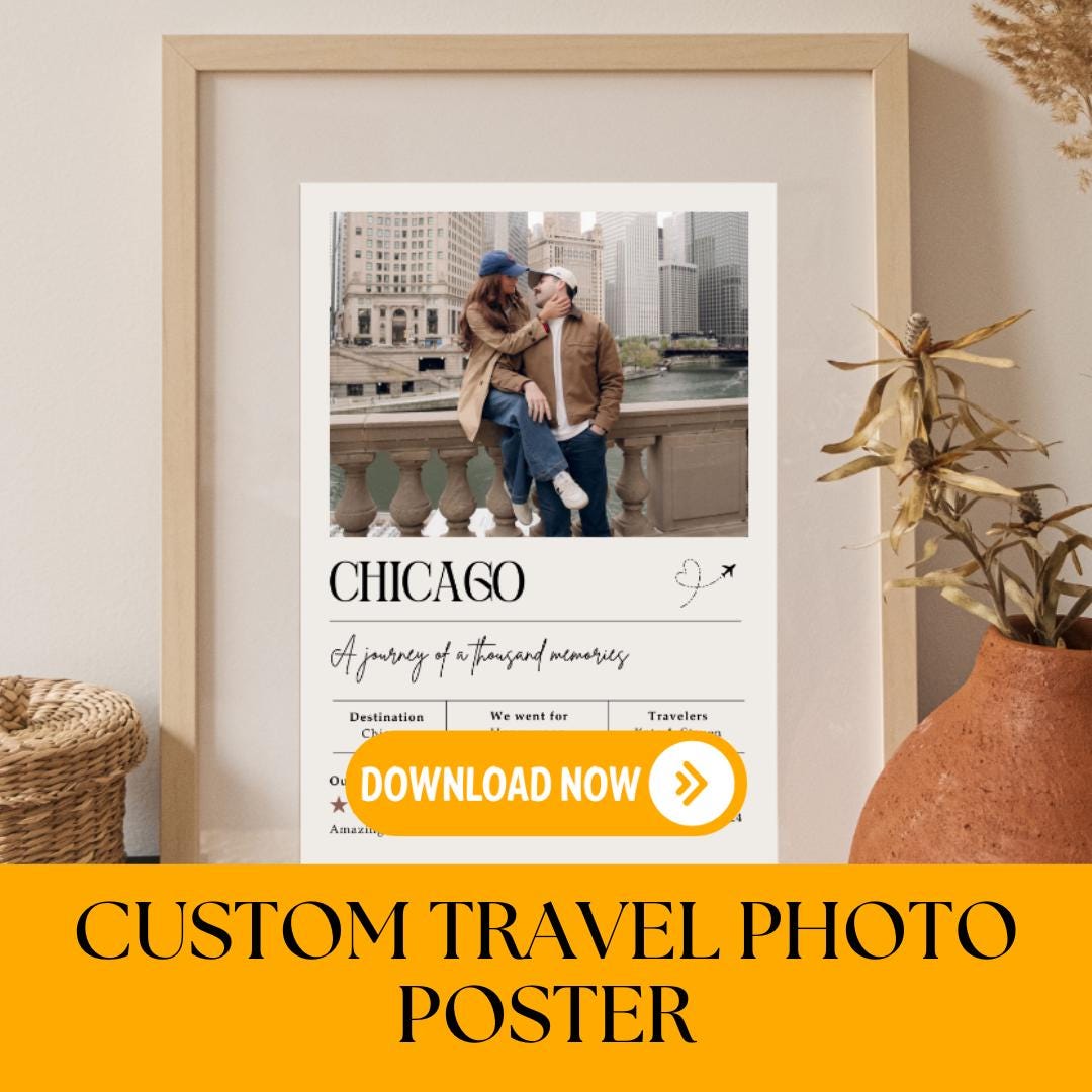 Personalized Travel Photo Poster, Valentine's Day Gift, Gift for Him ...