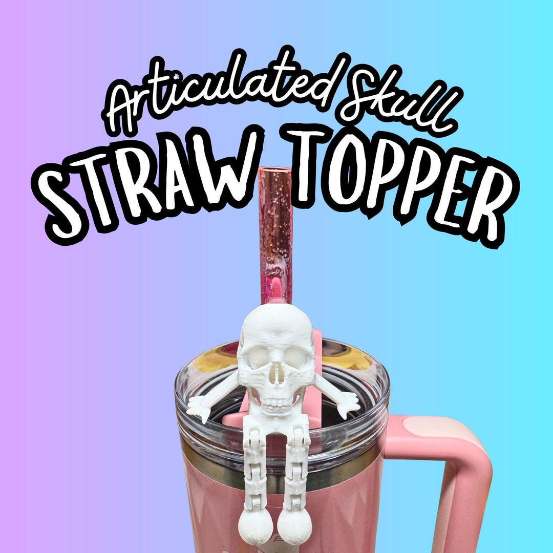 Skull Straw Topper | Fits Stanley Straws | Halloween Straw Charm | 3D ...