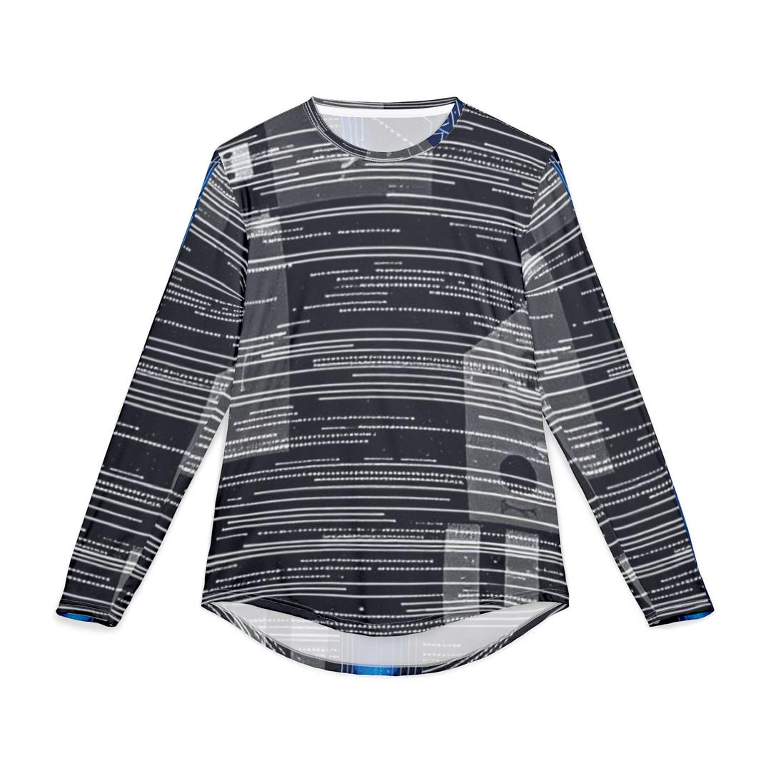 Circuit Grid Pattern | Long Sleeve Shirt | Tech Cyberpunk Striped AOP ...