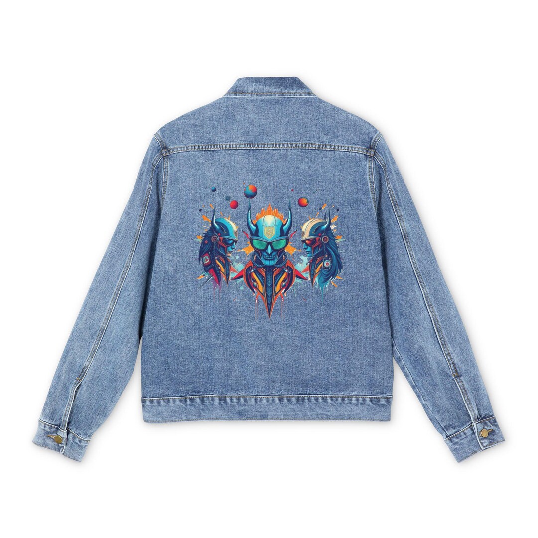 Neon Cyber Masks | Denim Jacket | Futuristic Skull | Colorful Graphic ...