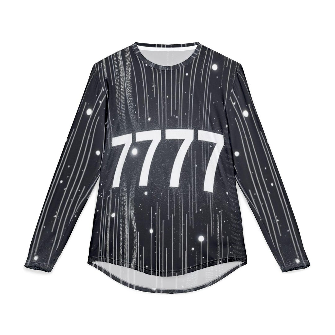 7777 Numerology Graphic | Long Sleeve Shirt | Black Starfall Design ...