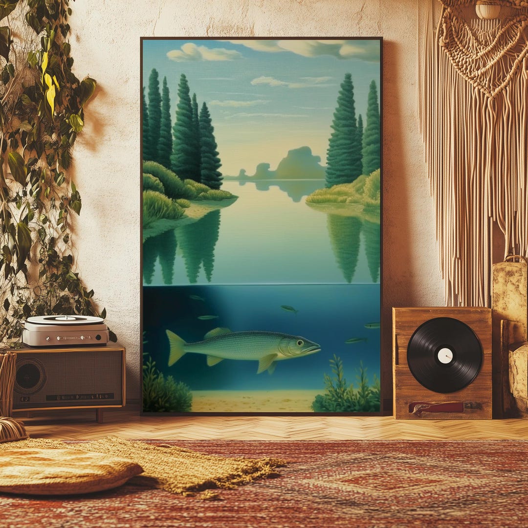 Staring Aqua Muskie, Nature Wall Art Print, Landscape Fish Poster ...