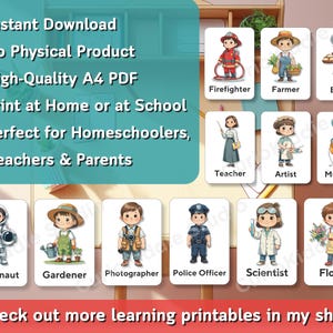 Occupation Flashcards for Kids – 20 Printable Job Cards – Educational ...